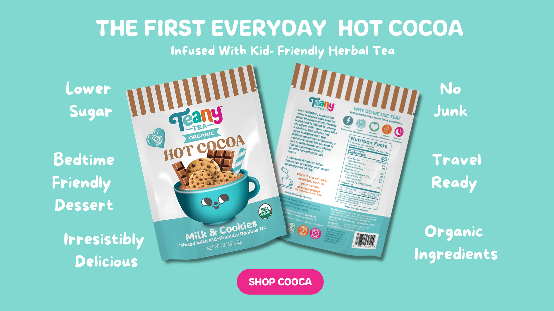 Healthier Lower Sugar Organic Hot Cocoa – Teany Tea