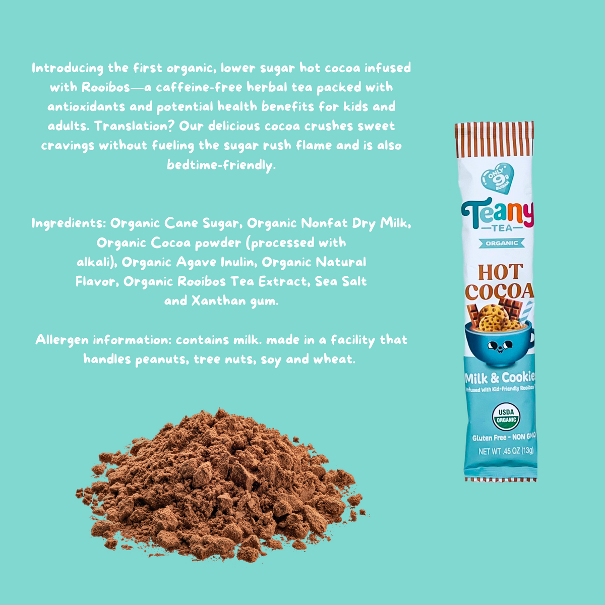 Healthier Lower Sugar Organic Hot Cocoa – Teany Tea